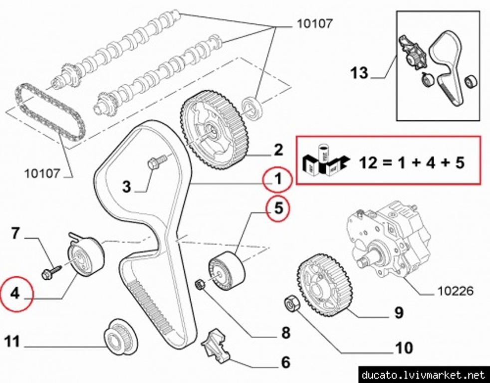 Комплект для замены ГРМ Пежо Партнер / Peugeot Partner B9 (2008-……) 1.6 ...